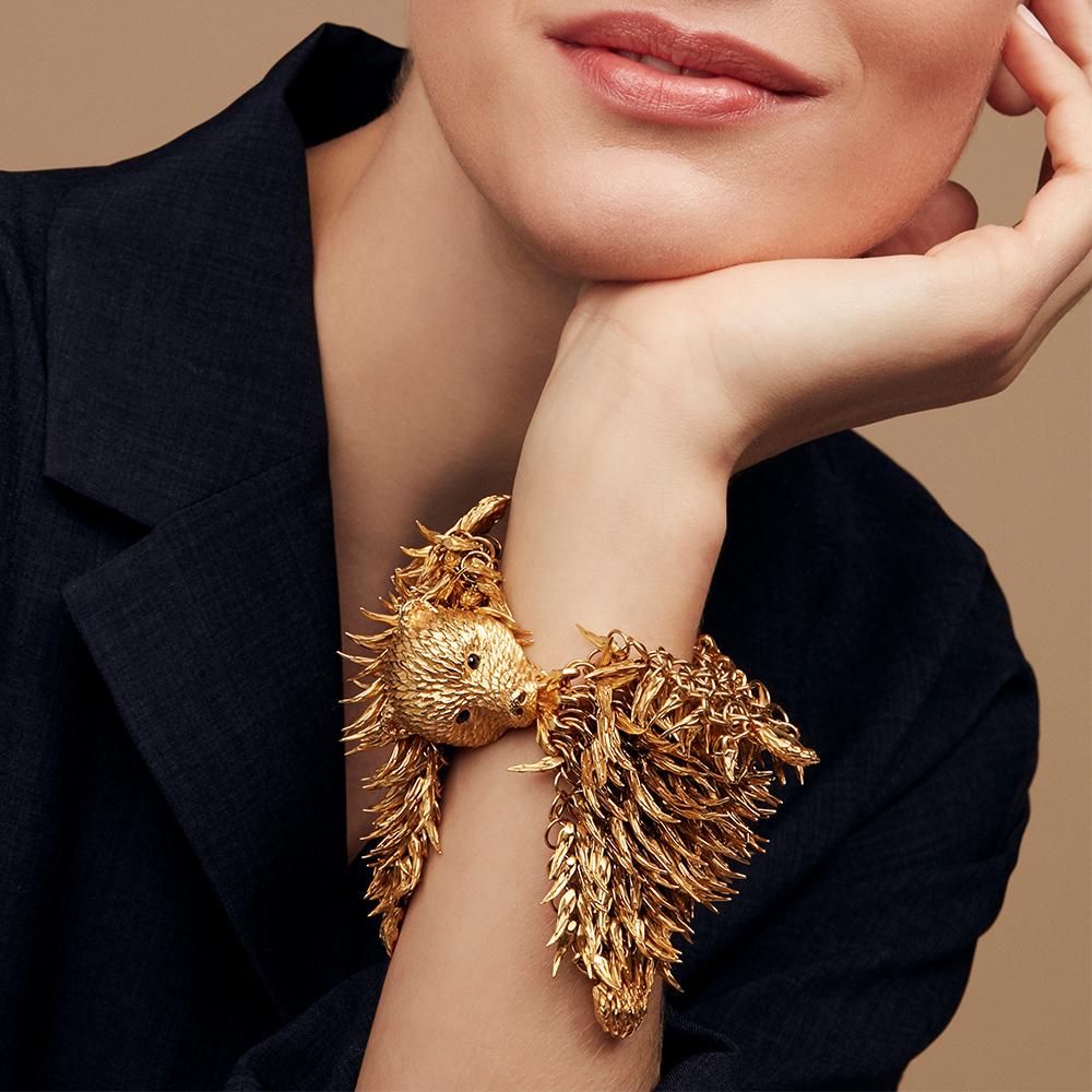 Simon Harrison Dionysus Gold Stainless Steel Bear Bracelet at 1stDibs