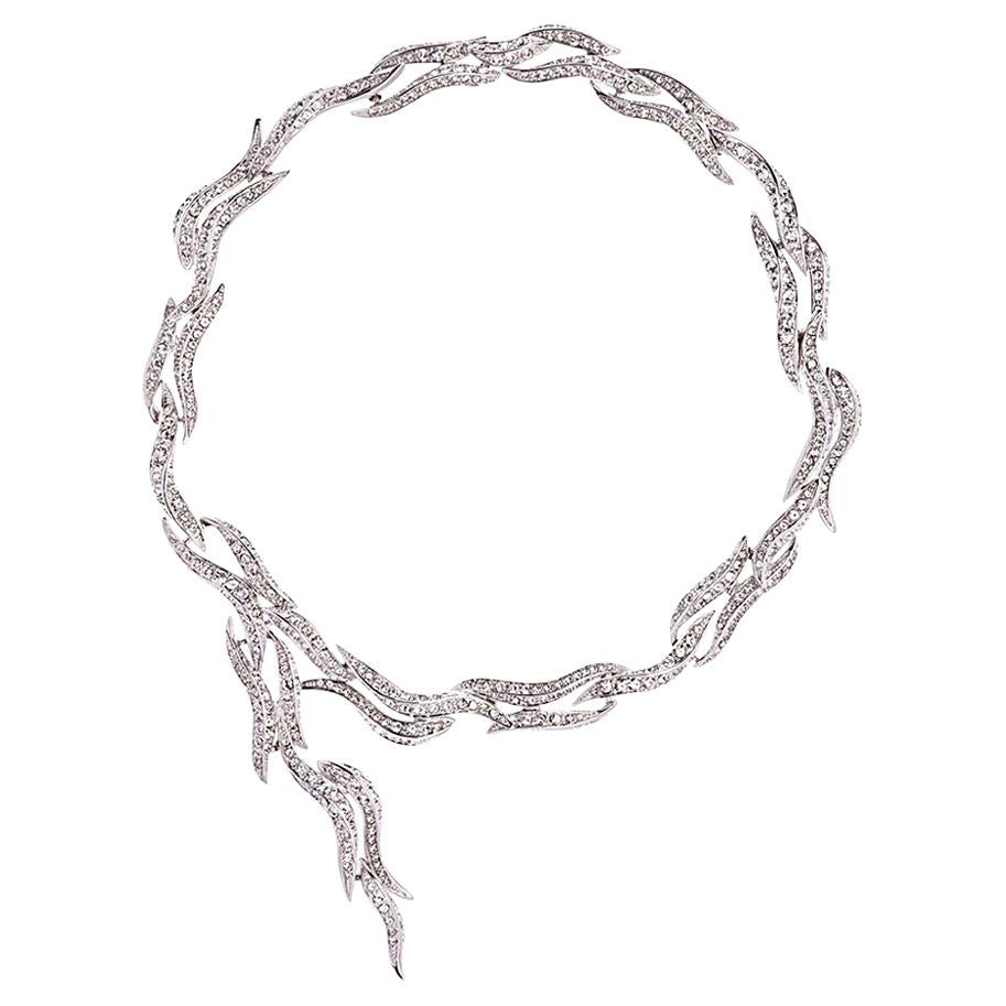 Simon Harrison Flaming Heart Drop Crystal Necklace For Sale at 1stDibs