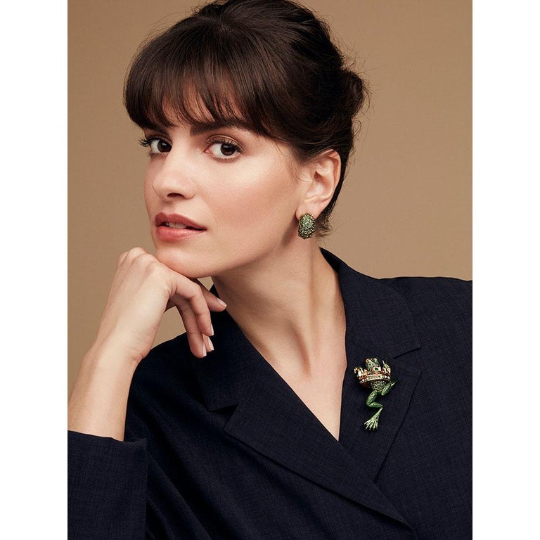 Simon Harrison Green Frog Prince Brooch For Sale at 1stDibs