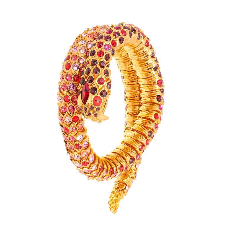 Simon Harrison Limited Edition Gold Red Ombre Crystal Snake Necklace at ...