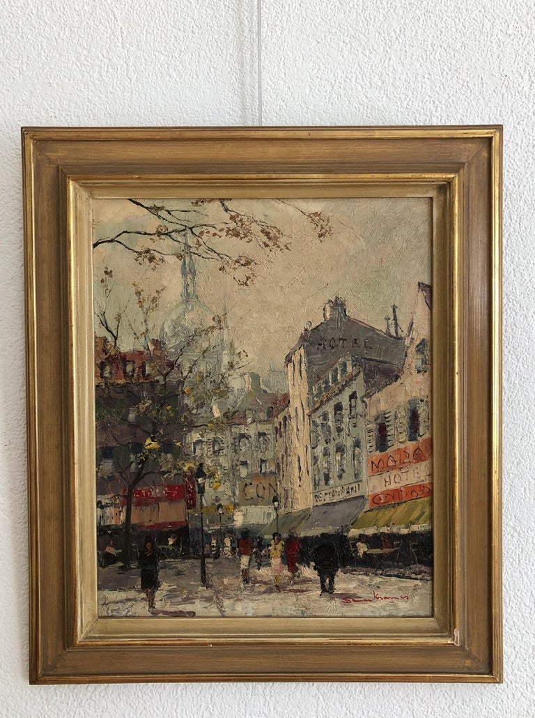Simon Kramer - Busy street in Montmartre, Paris For Sale at 1stDibs