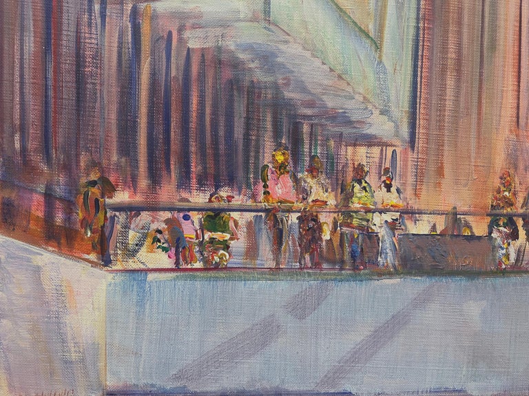 Simon Nicholas - BANKSIDE II, train station, crowd, figurative, busy ...
