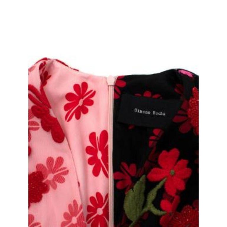 Simone Rocha Pink and Black Contrast Flower Tulle Dress For Sale at 1stDibs