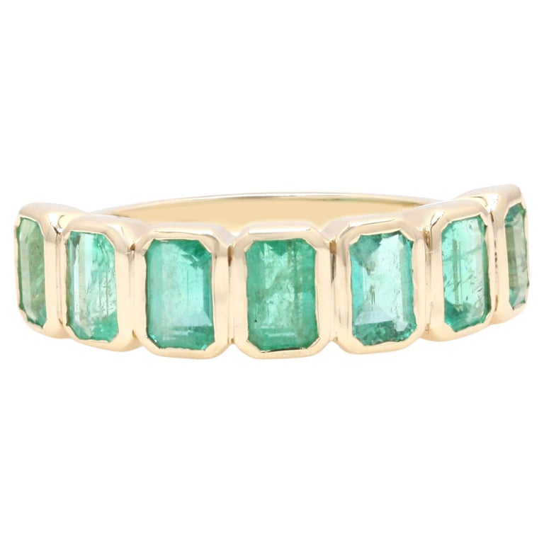 Customizable Simple 2.02ct Emerald Half Eternity Band Ring Inlaid in ...