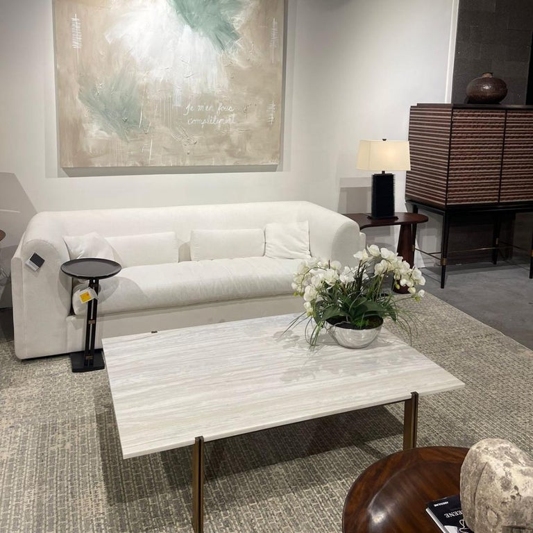 Simple and Elegant Laghi Cocktail Table with Marble Top and Brass Base ...