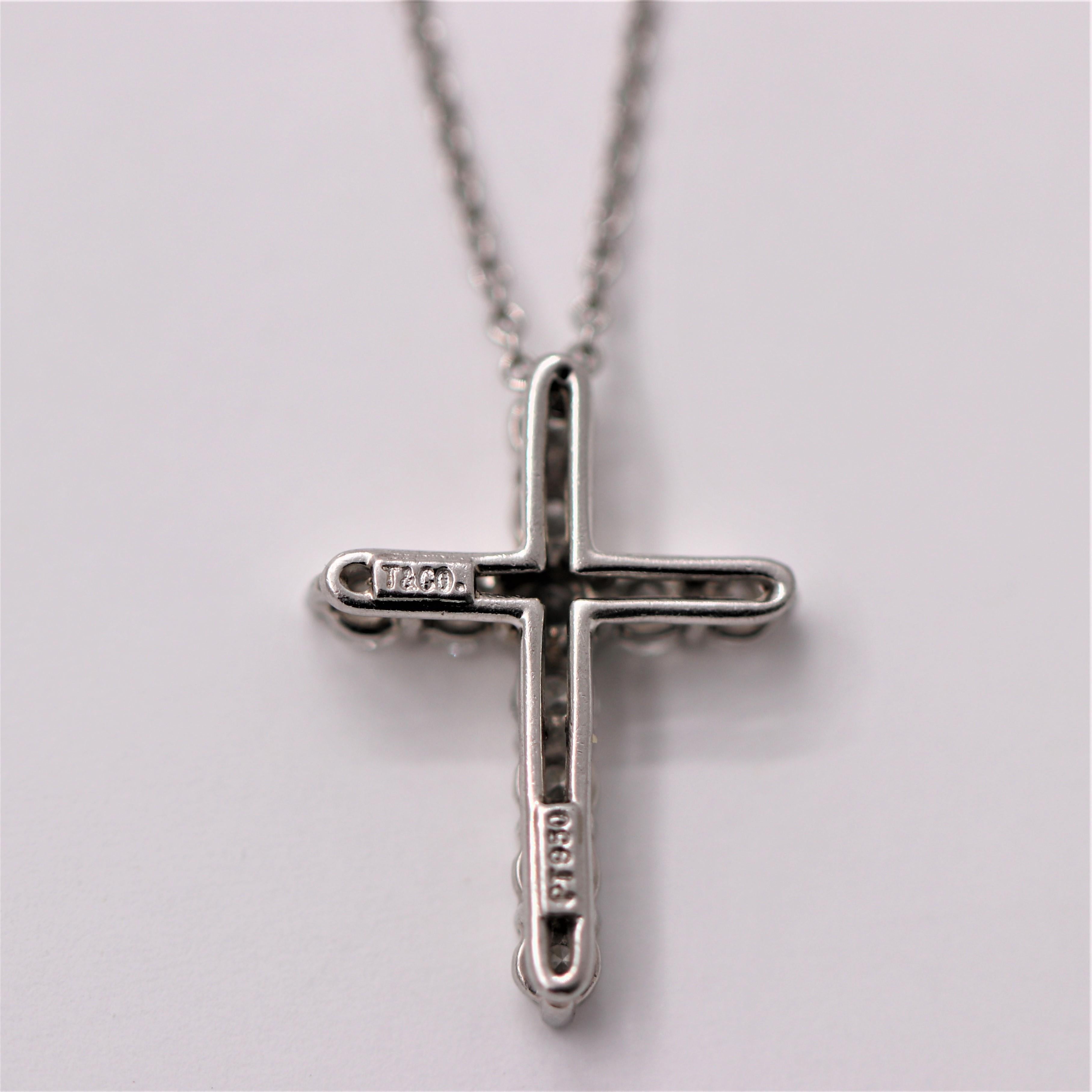 Simple and Elegant Tiffany and Co. Platinum and Diamond Cross For Sale ...