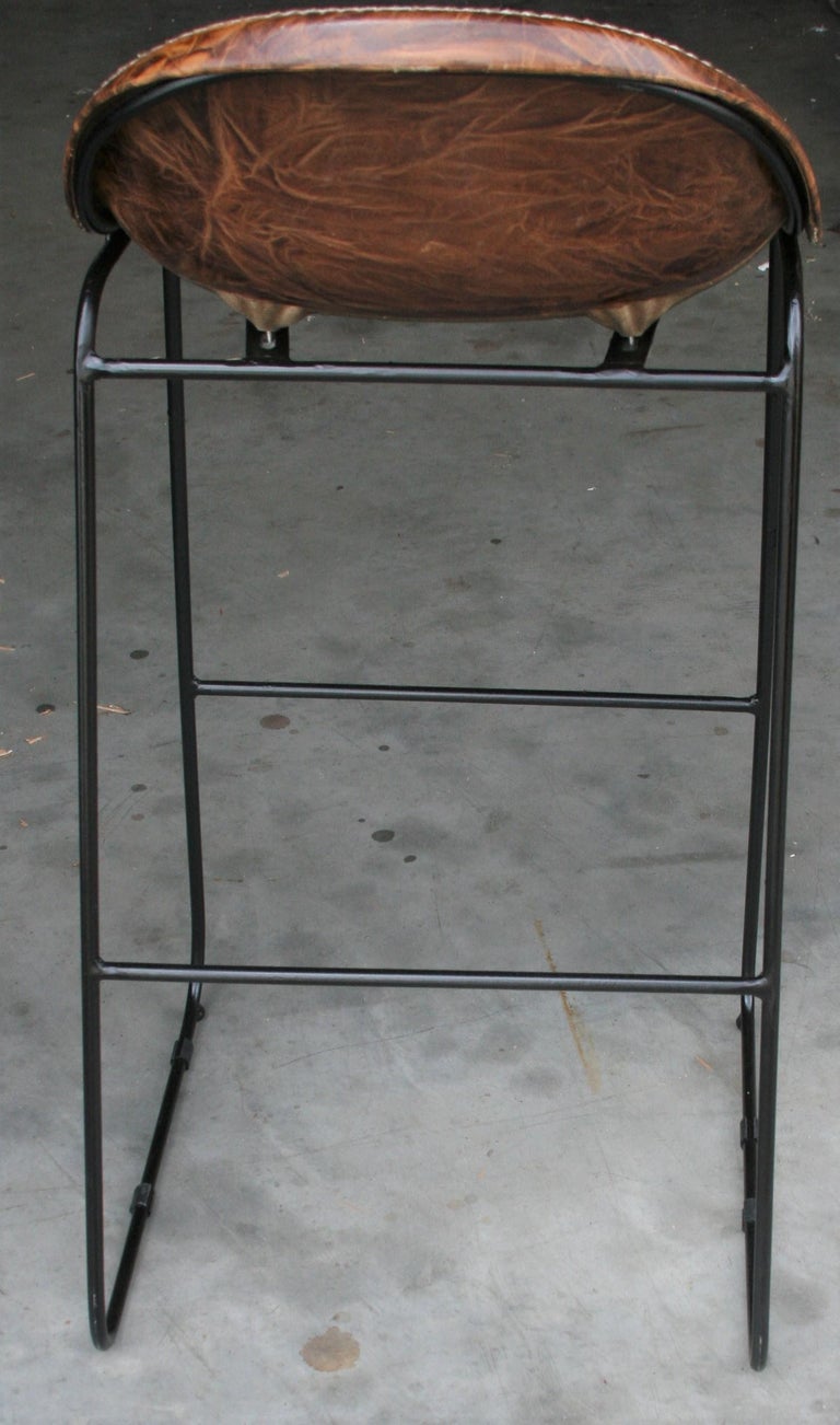 Simple but Elegant Hand Stitched Leather and Solid Steel Bar Chair For ...