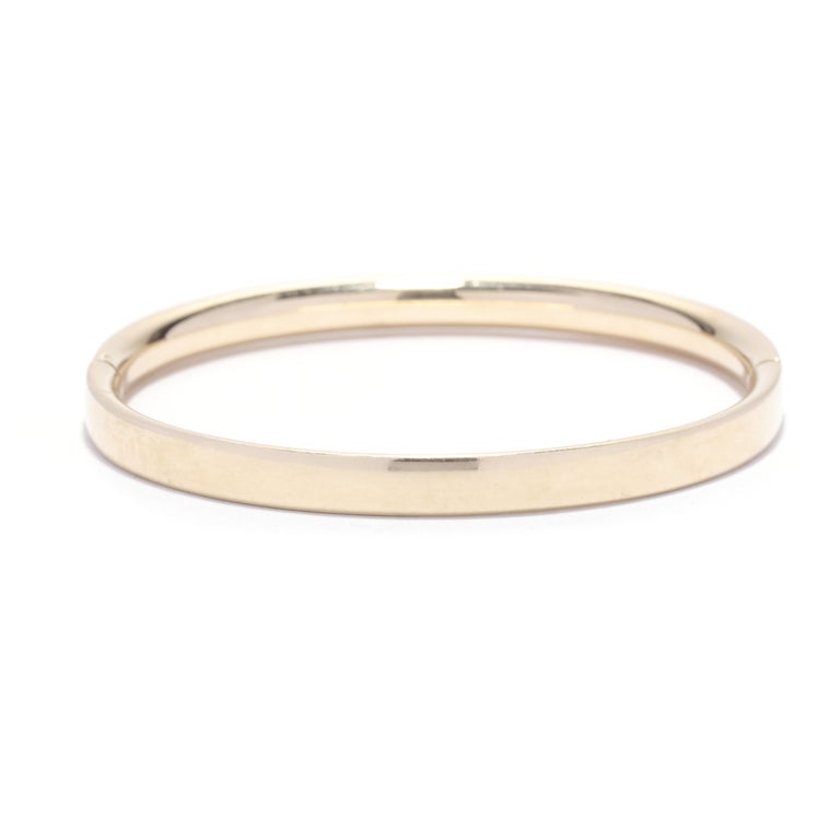 Simple Gold Bangle Bracelet, 14K Yellow Gold, Square Gold For Sale at ...