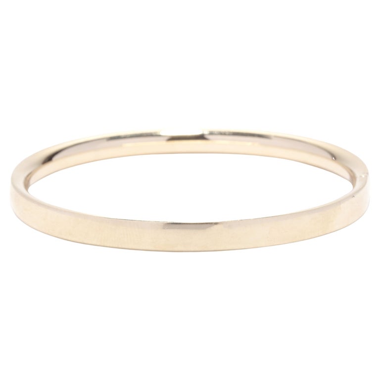 Simple Gold Bangle Bracelet, 14K Yellow Gold, Square Gold For Sale at ...