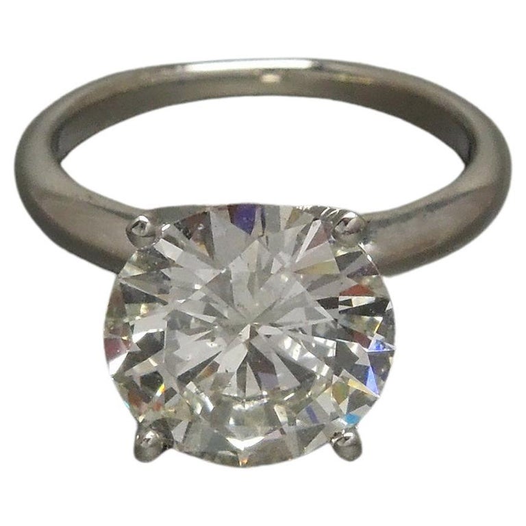 Platinum GIA 4.10 Carat Diamond Classic Solitaire Ring at 1stDibs