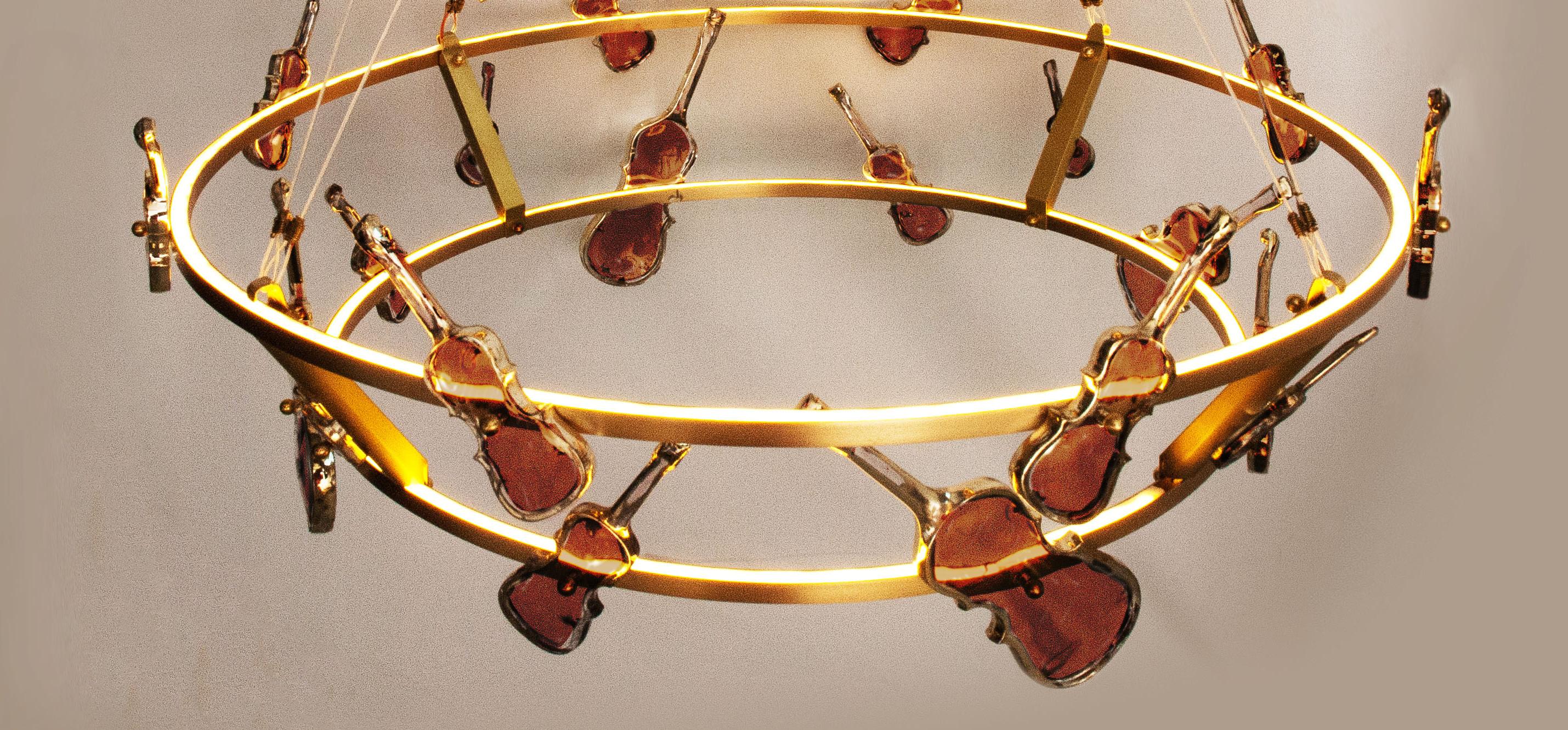 Simphony, Opera Chandelier Pendant Lamp, Brass, Silvered Crystal ...