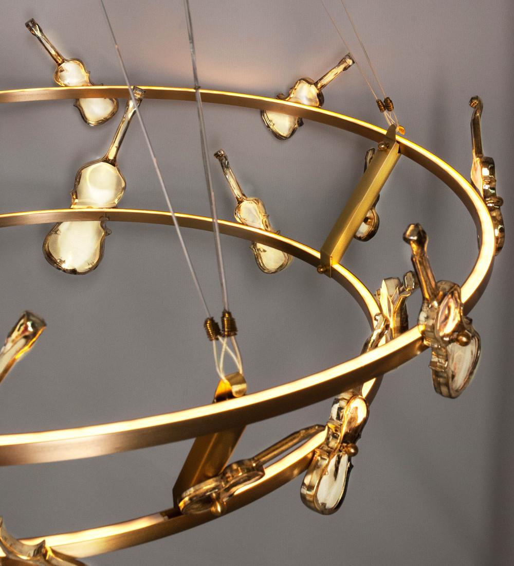 Simphony, Opera Chandelier Pendant Lamp, Brass, Silvered Crystal ...