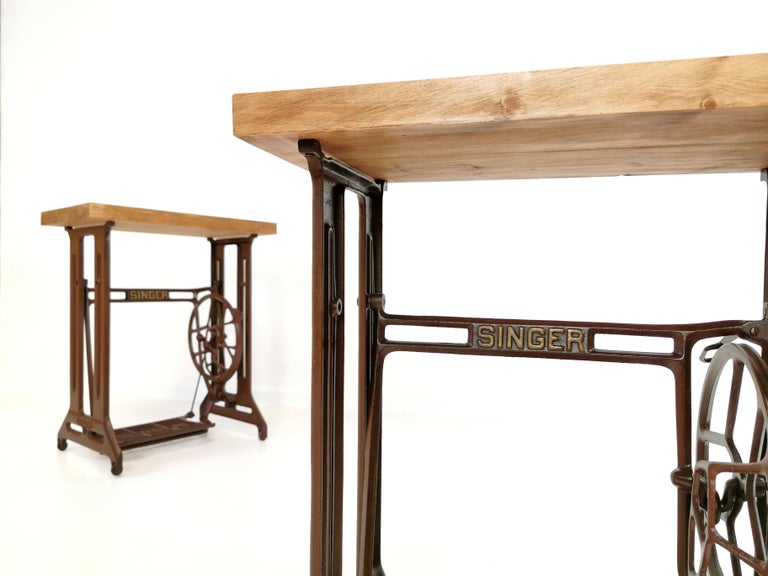 Singer Art Deco Industrial Side Treadle Tables Vintage Coffee Side Hall ...