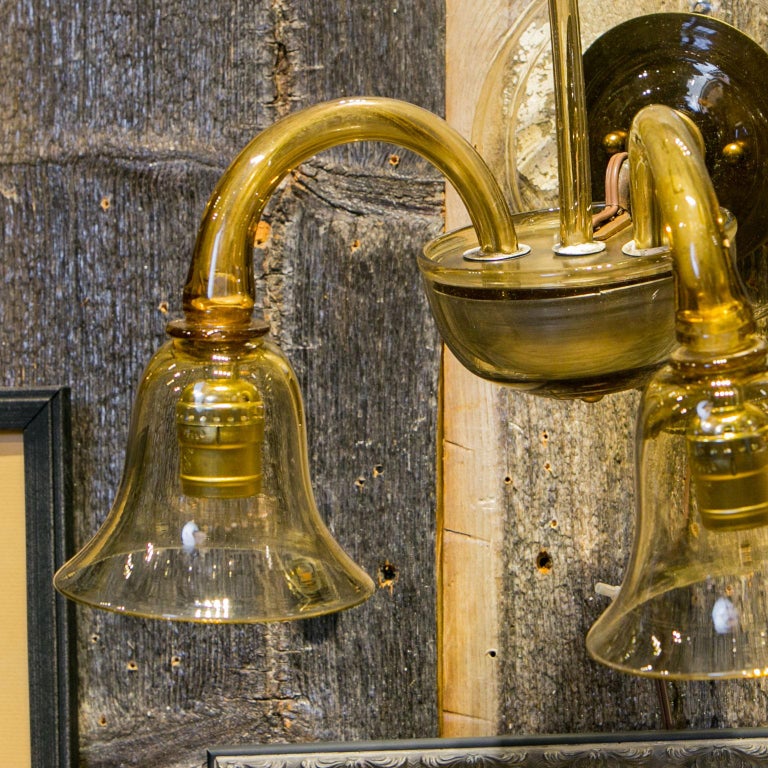 Single Amber-Color Glass Sconce at 1stDibs