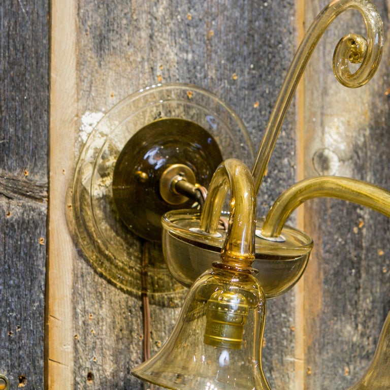 Single Amber-Color Glass Sconce at 1stDibs