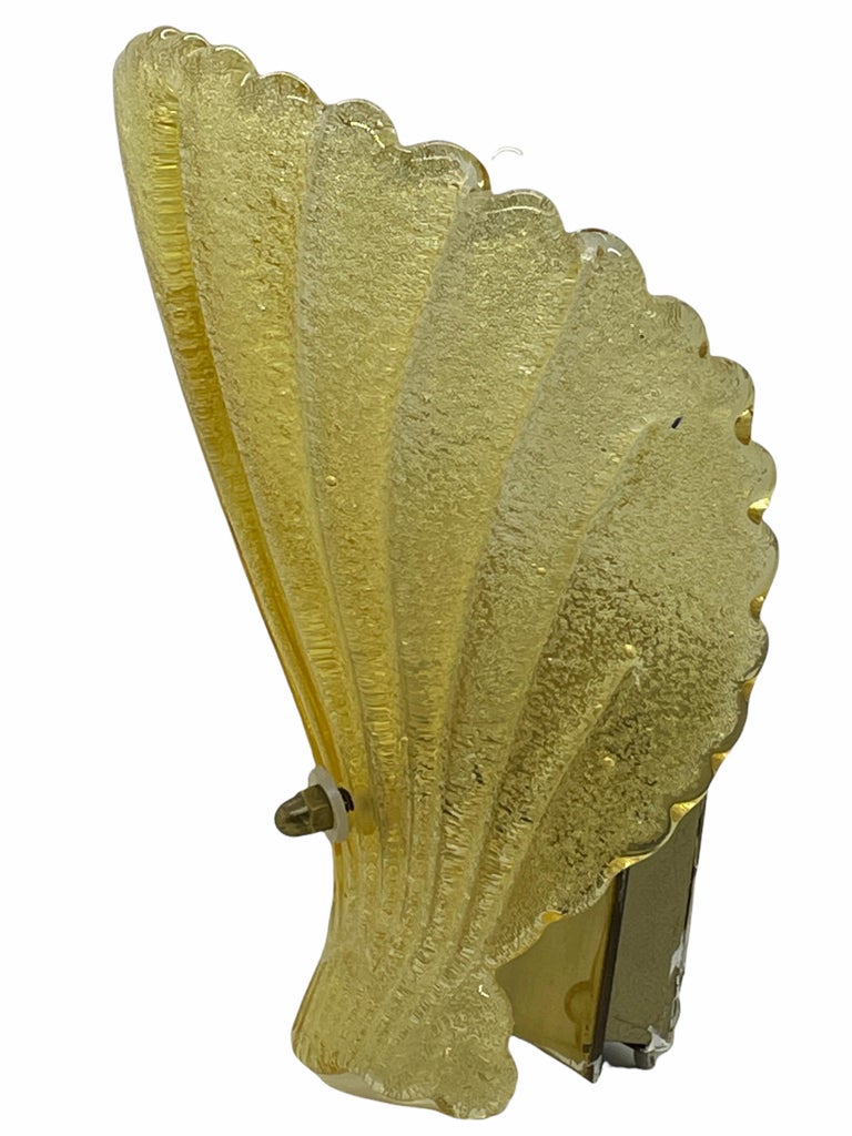 Single Amber Glass and Brass Sea Shell Sconce by Soelken Leuchten ...