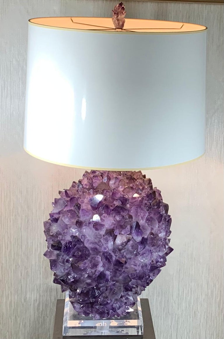Single Amethyst Rock Crystal Table Lamp at 1stDibs