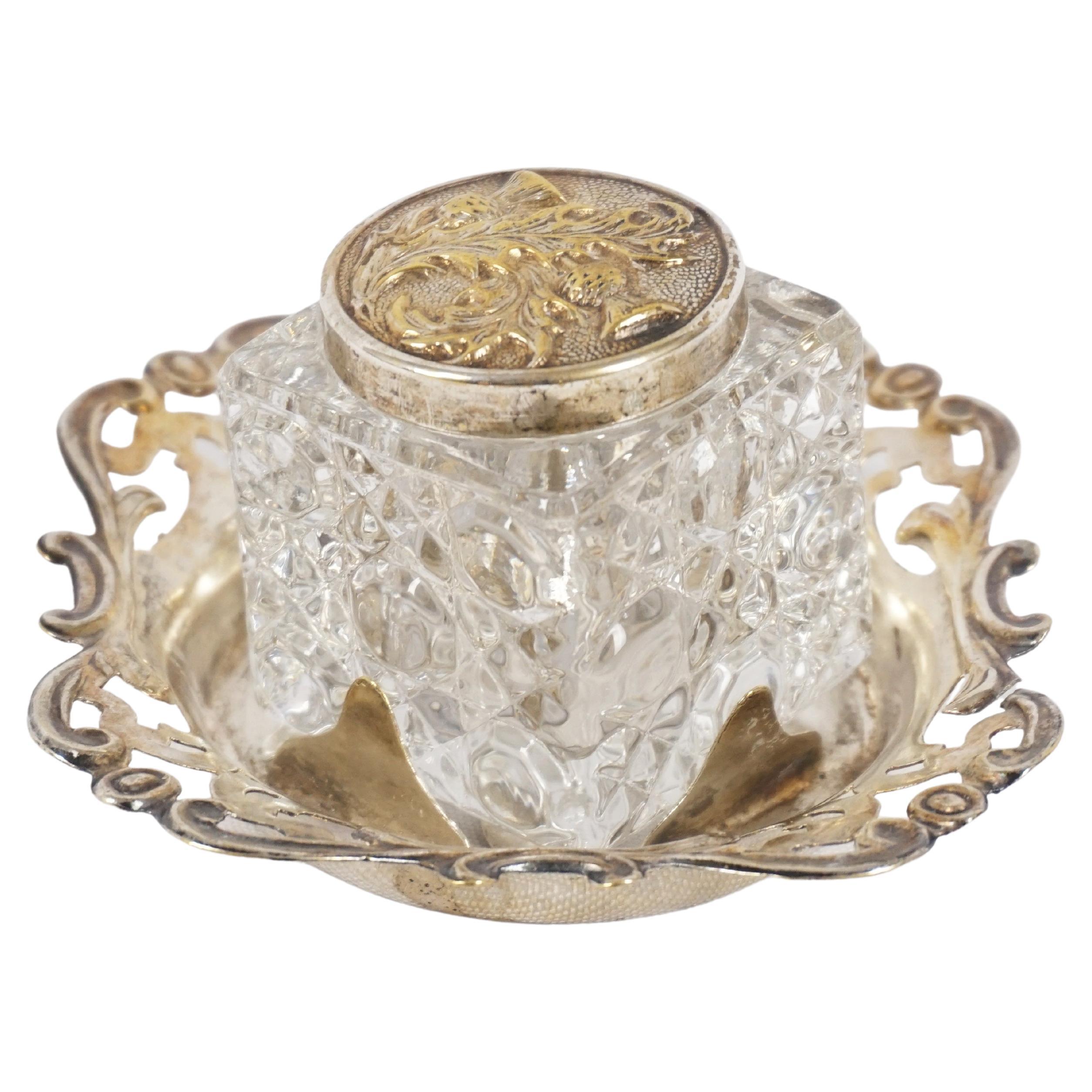 Austrian Jugenstil Silver-Plated Inkstand and Rocker Blotter Desk Set ...