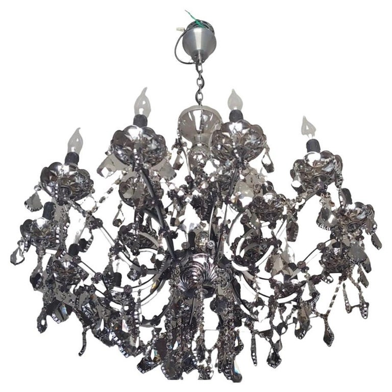 Single Beautiful 18-Light Crystal and Iron Rococo Style Chandelier For ...