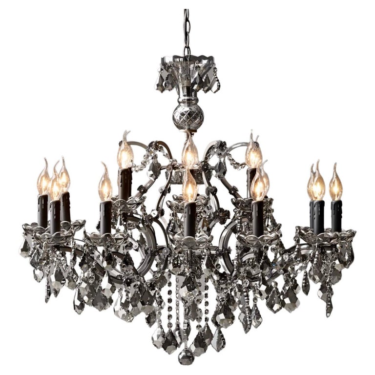 Single Beautiful 18-Light Crystal and Iron Rococo Style Chandelier For ...