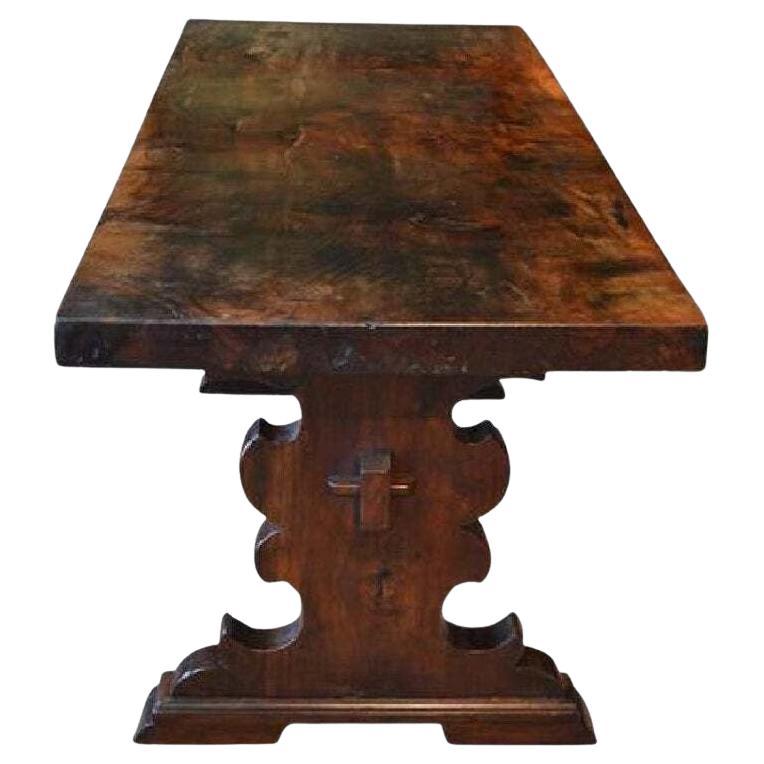 Early Walnut Trestle Table For Sale at 1stDibs