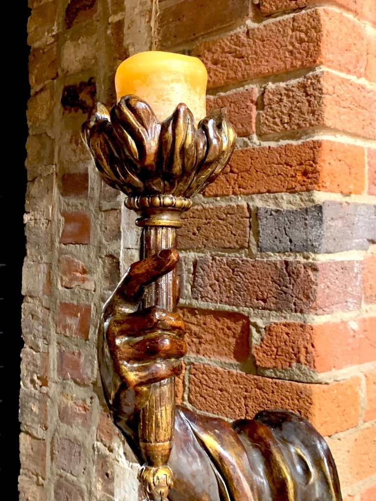 Single Bronze Clad Venetian Style Draped Arm Sconce For Sale at 1stDibs