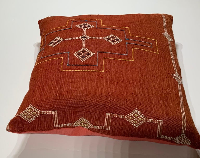 Single Cactus Silk Red Pillow at 1stDibs