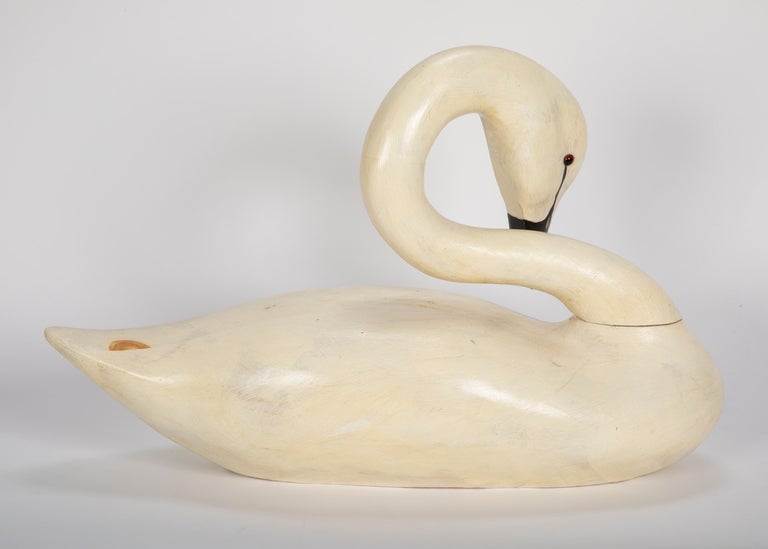 Single Carved and Painted Wood Swan For Sale at 1stDibs