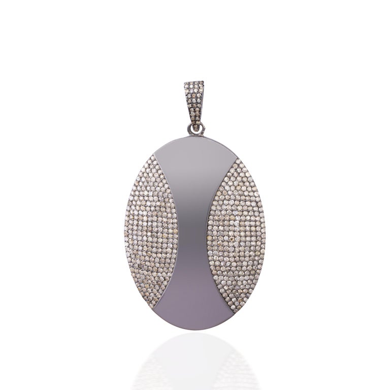 2.89cts Single Cut 925 sterling Silver Pendent For Sale at 1stDibs