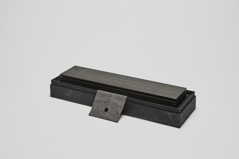 Single Damascus Knife Set with 3000-5000 Year-Old Bog-Oak Display Box ...