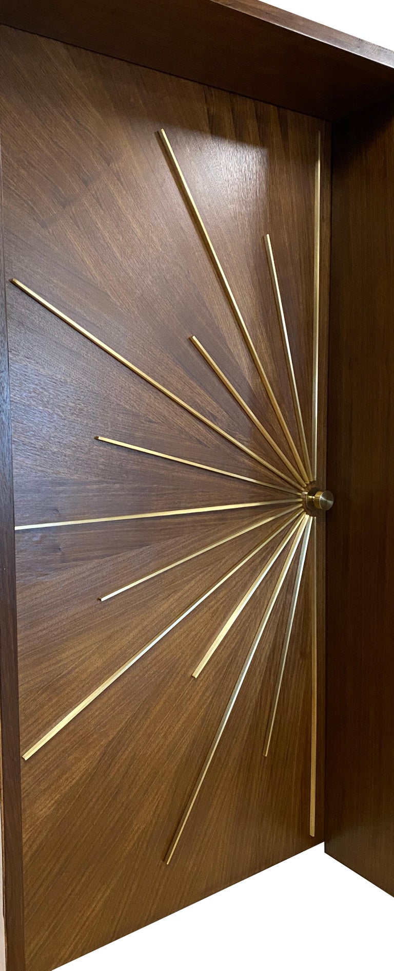 Single Entry Door with Custom Radial Walnut For Sale at 1stDibs