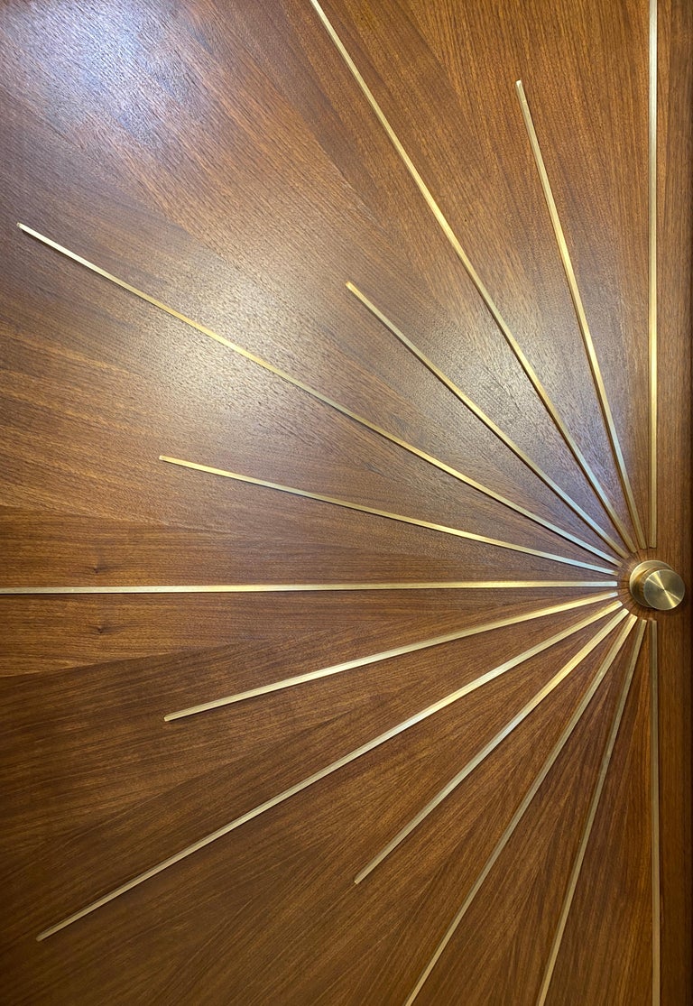 Single Entry Door with Custom Radial Walnut For Sale at 1stDibs