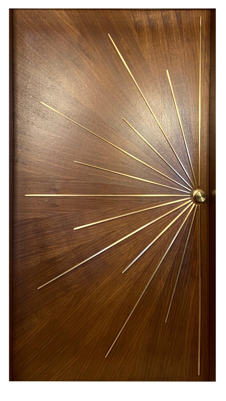 Single Entry Door with Custom Radial Walnut For Sale at 1stDibs