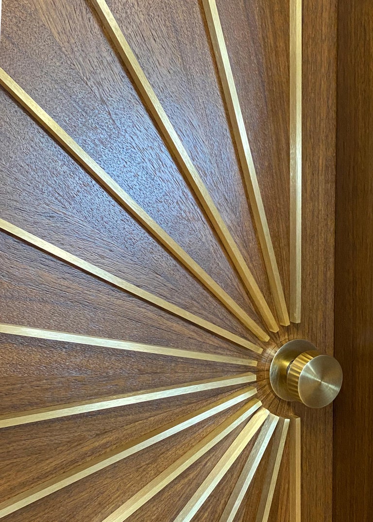 Single Entry Door with Custom Radial Walnut For Sale at 1stDibs