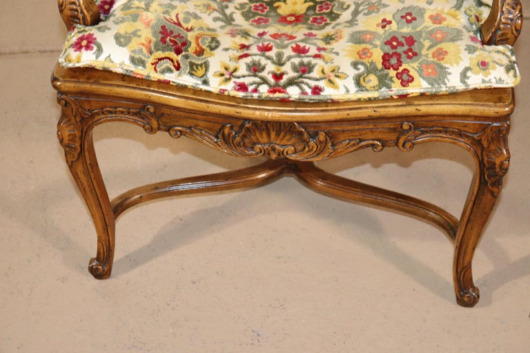 Single French Louis XV Cane Walnut Carved Boudoir or Corner Chair ...