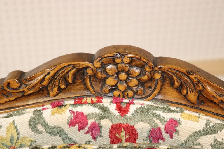 Single French Louis XV Cane Walnut Carved Boudoir or Corner Chair ...