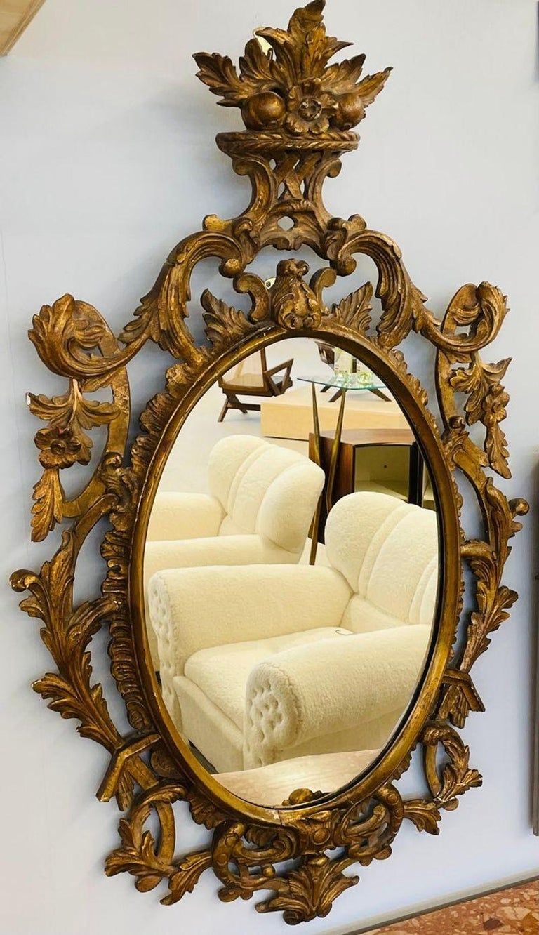 Single Giltwood Italian Floral Motif Mirror, Wall / Console / Pier ...