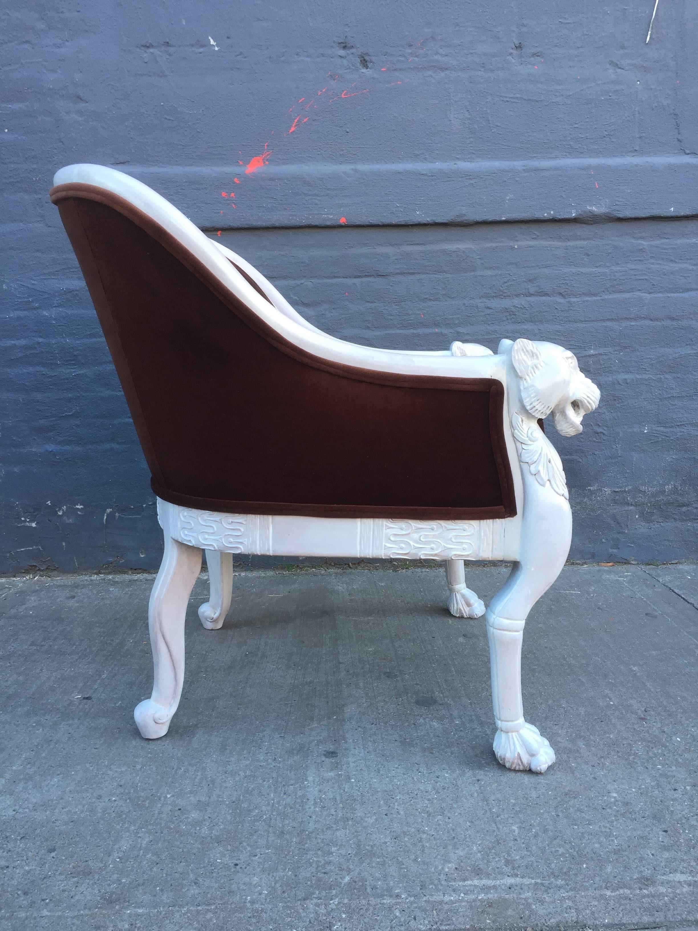 Single Hand Carved Lion Chair For Sale at 1stDibs