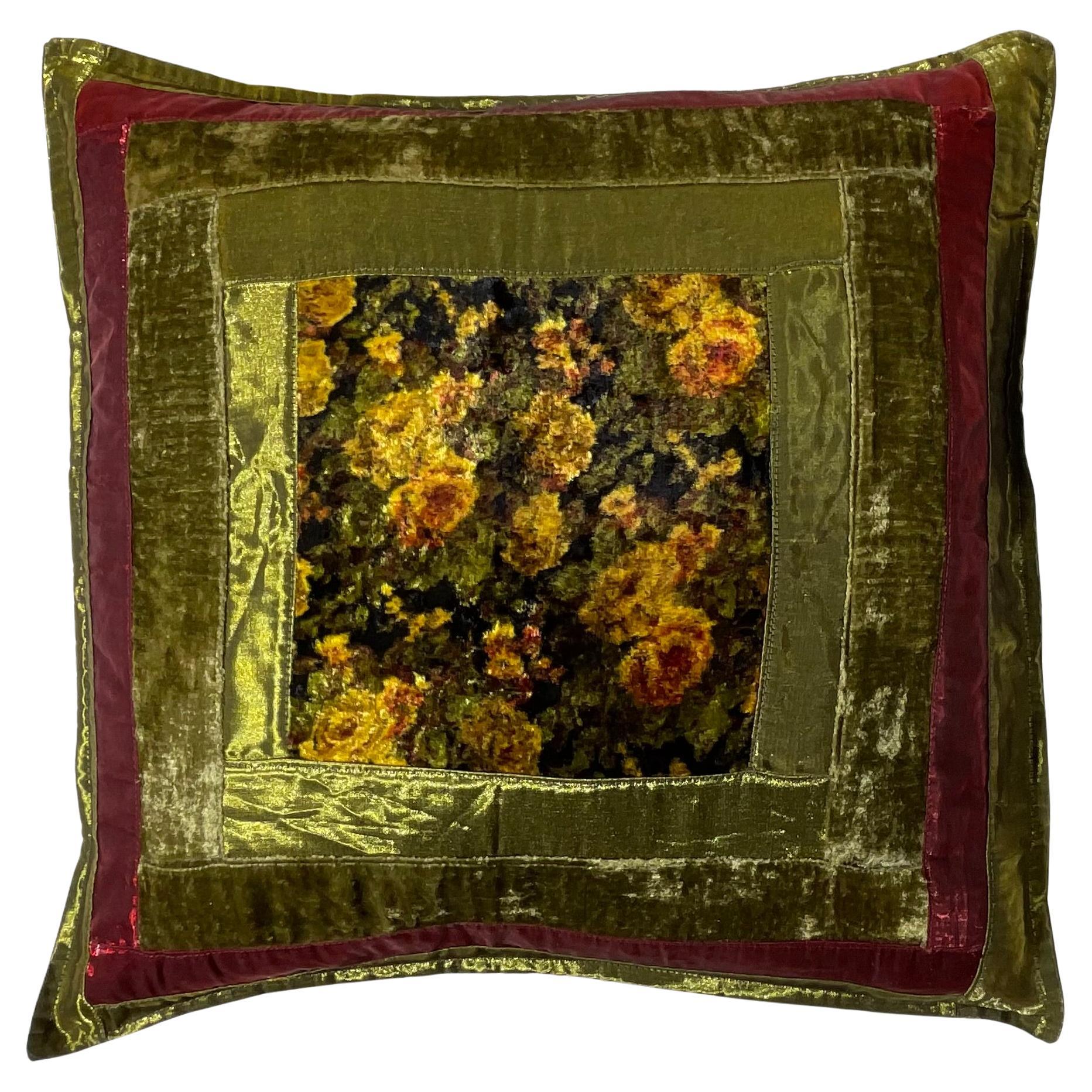 Single Hand Crafted Velvet And Silk Organza Pillow For Sale at 1stDibs