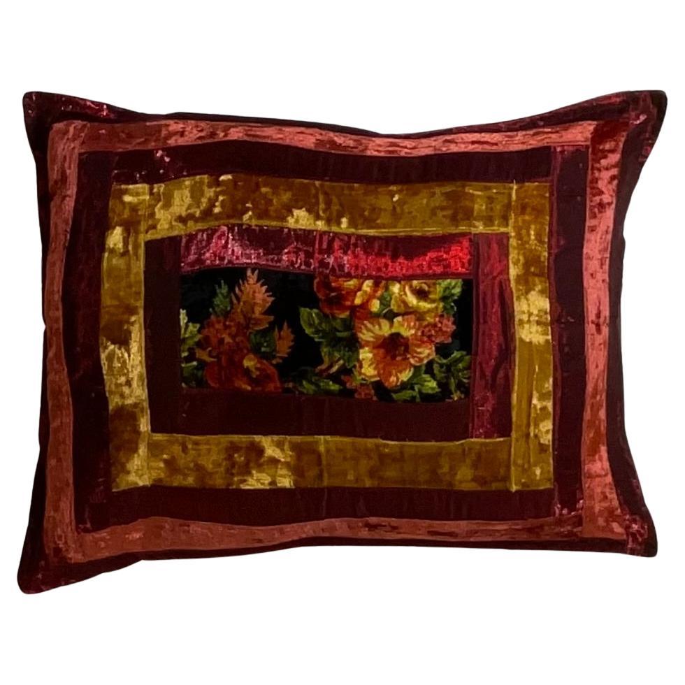 Single Hand Crafted Velvet And Silk Organza Pillow For Sale at 1stDibs