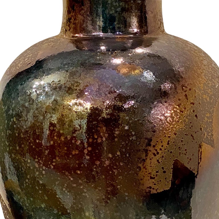 Single Iridescent Glazed Ceramic Table Lamp at 1stDibs