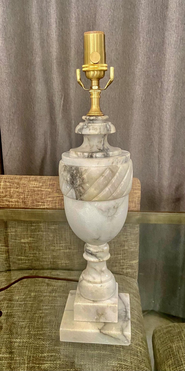 Single Italian Urn Neoclassic Alabaster Table Lamp For Sale at 1stDibs