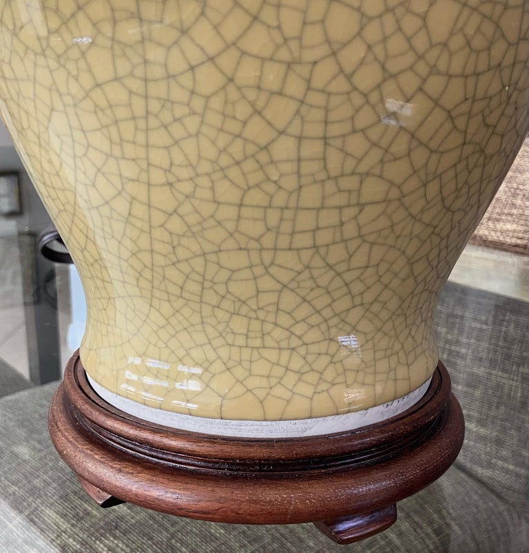 Single Japanese Asian Yellow Crackle Porcelain Table Lamp For Sale at ...