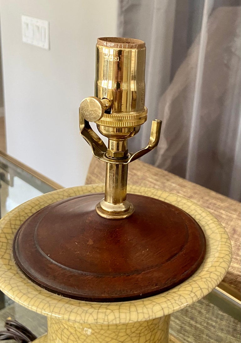 Single Japanese Asian Yellow Crackle Porcelain Table Lamp For Sale at ...