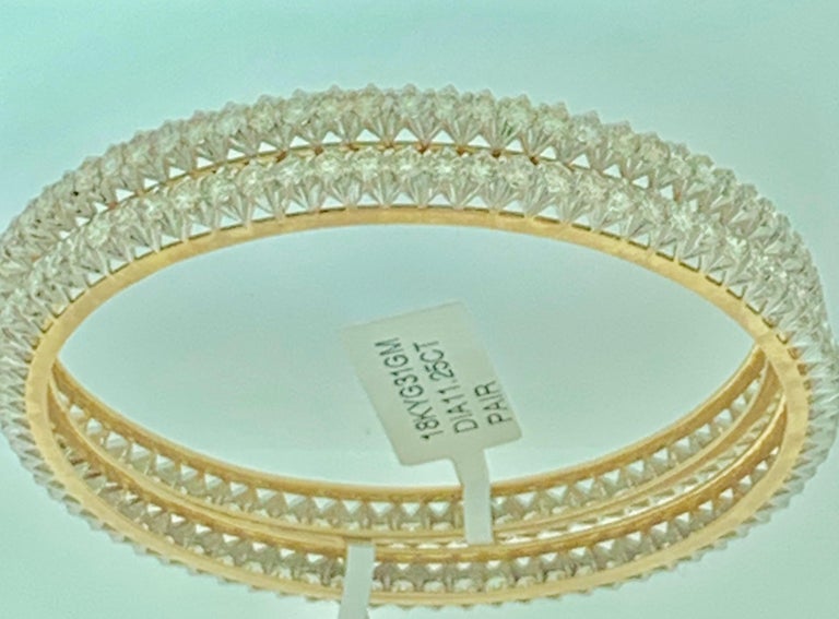 Single Line 11.25 Carat Contemporary Diamond Bangle Pair in 18 Karat ...