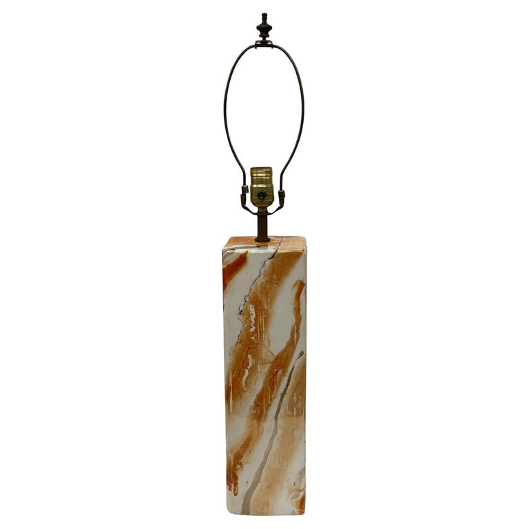 Single Marble Glazed Ceramic Lamp For Sale at 1stDibs
