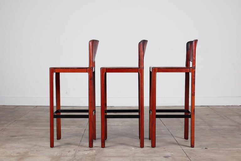 Single Matteo Grassi Leather Bar Stool at 1stDibs