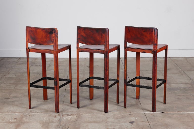Single Matteo Grassi Leather Bar Stool at 1stDibs
