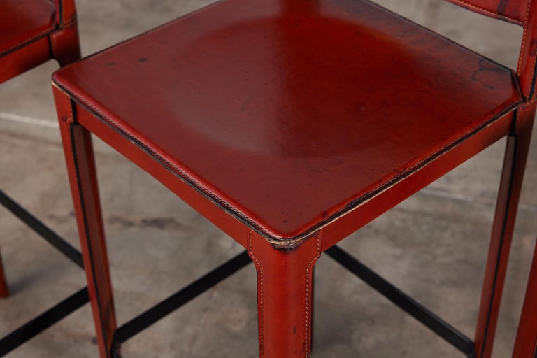 Single Matteo Grassi Leather Bar Stool at 1stDibs
