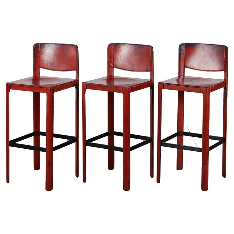 Single Matteo Grassi Leather Bar Stool at 1stDibs